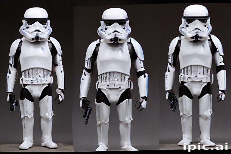Three Views of a Classic Stormtrooper Action Figure from Star Wars Universe