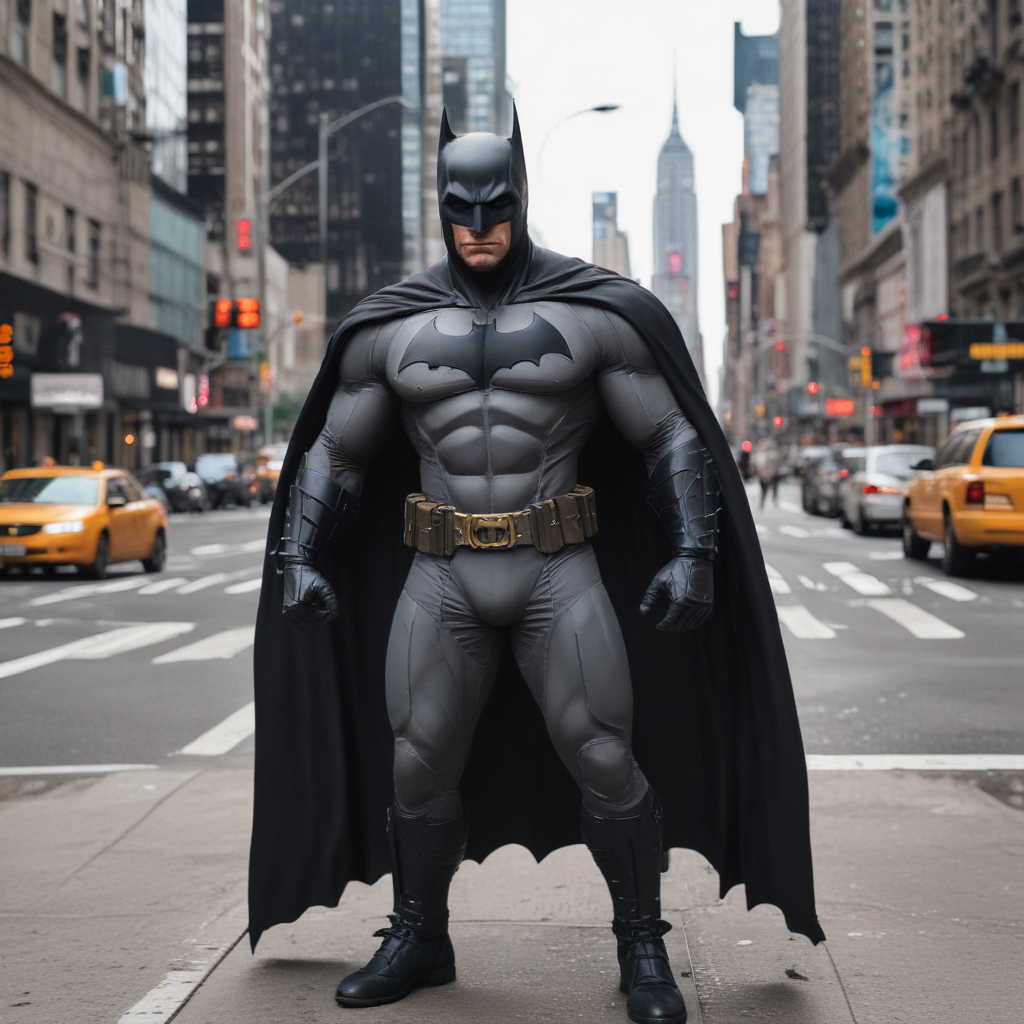 a realistic batman in new york