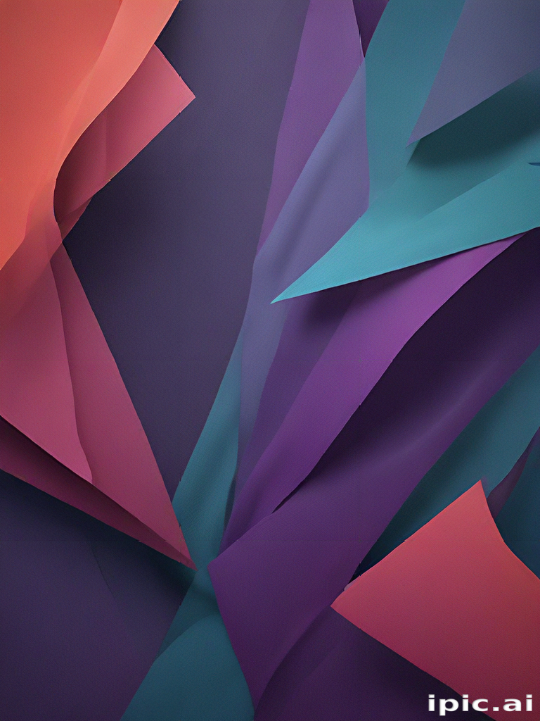 Abstract Composition of Colorful Paper Layers Creating Dynamic Visual Depth