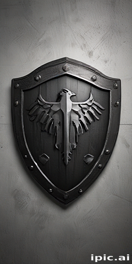 Emblematic Shield Featuring a Majestic Phoenix Design on Dark Background