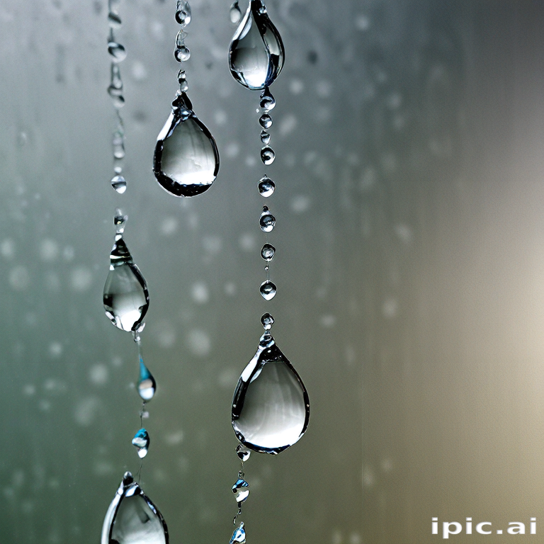 Delicate Water Droplets Cascading Down a Foggy Glass Surface