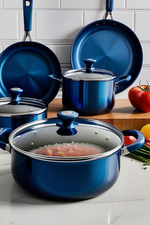 Elegant Blue Cookware Set Perfect for Culinary Adventures and Home Cooking