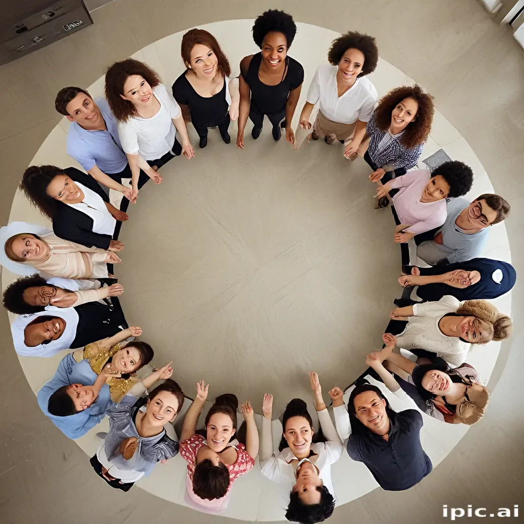 Group of Diverse Individuals Forming a Circle in a Collaborative Setting