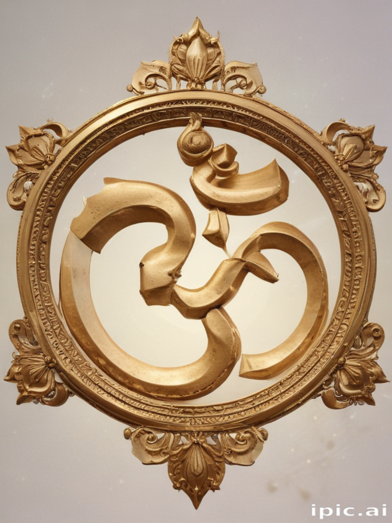 Intricate Golden Design of the Om Symbol Framed in Ornate Elegance