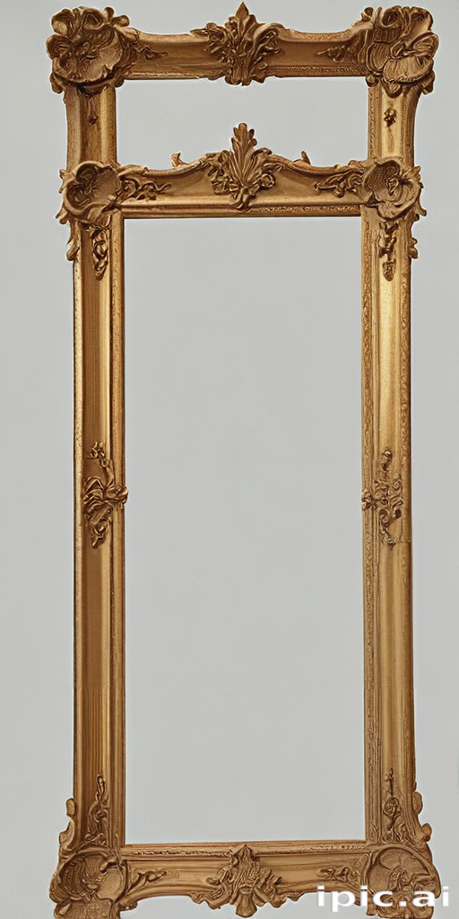 Ornate Golden Picture Frame with Intricate Designs and Empty Center Space.