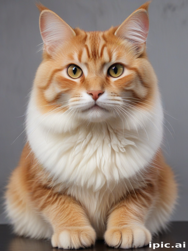 Majestic Orange Maine Coon Cat Posing Elegantly Against a Neutral ...