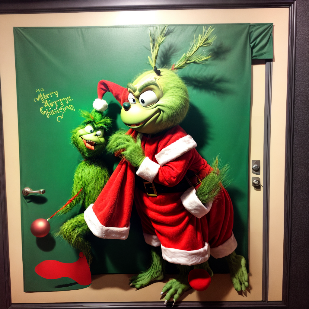 A Christmas Full Door decoration depicting Santa executing Cyber ...