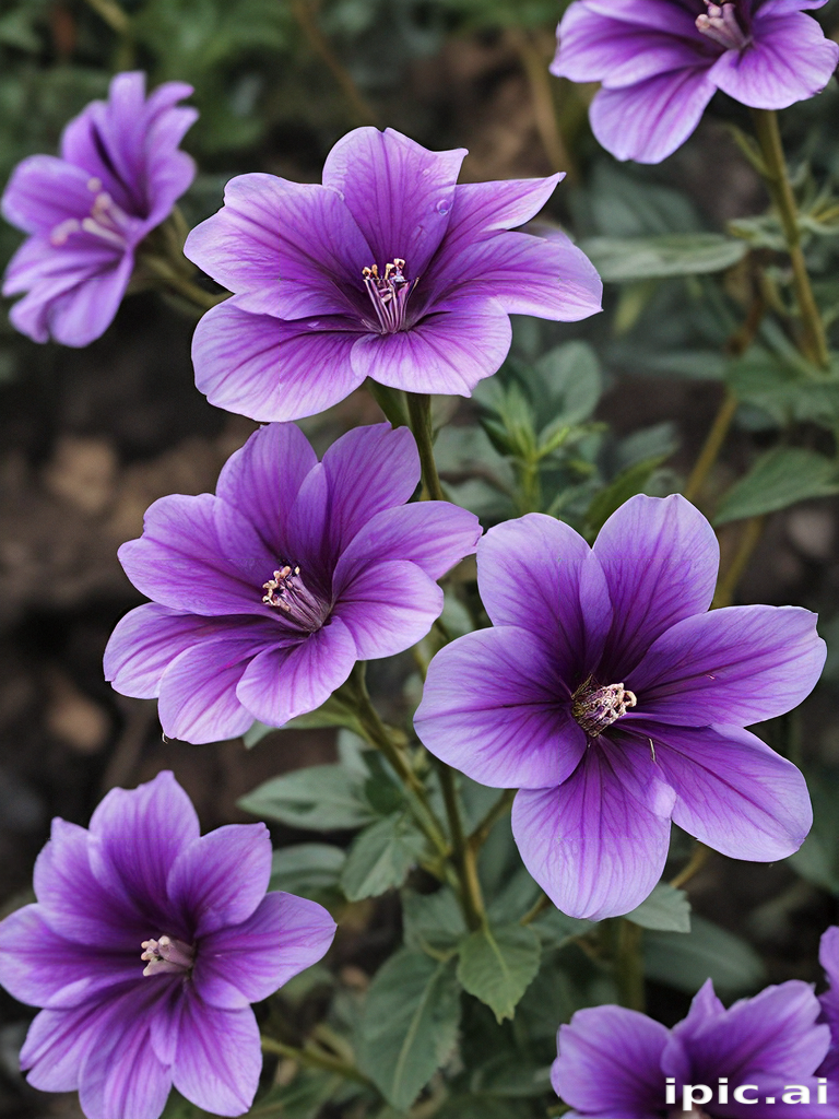 Vibrant Purple Flowers Blooming Beautifully in a Lush Green Garden