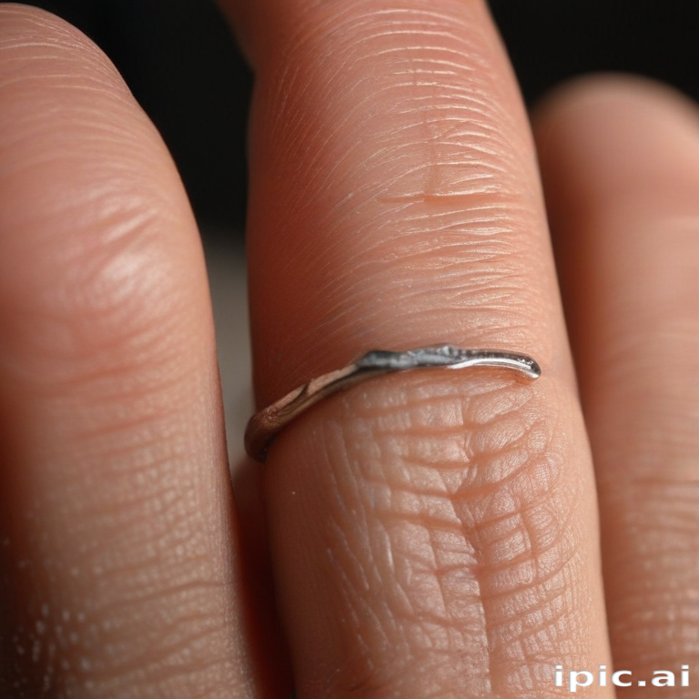 Delicate Silver Ring Elegantly Adorning a Finger with Graceful Design