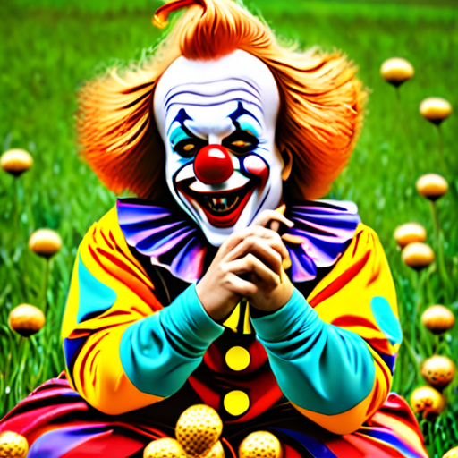 clown throwing brown clumps