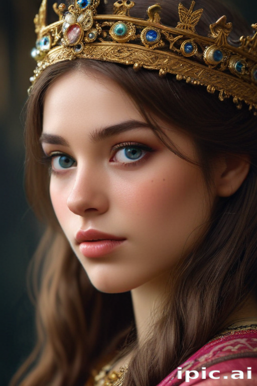 Portrait of a Young Royalty Wearing a Stunning Golden Crown