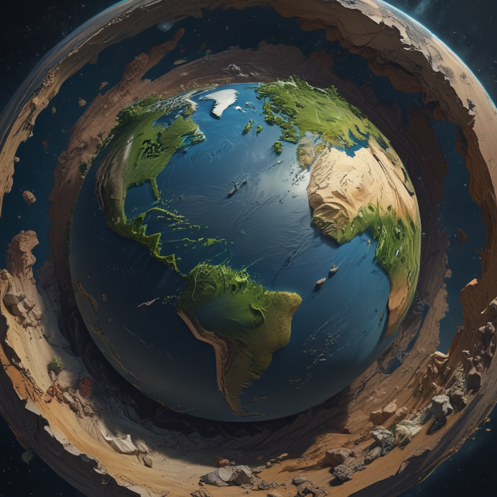 A Stunning View of Earth Surrounded by Cosmic Landscapes and Stars