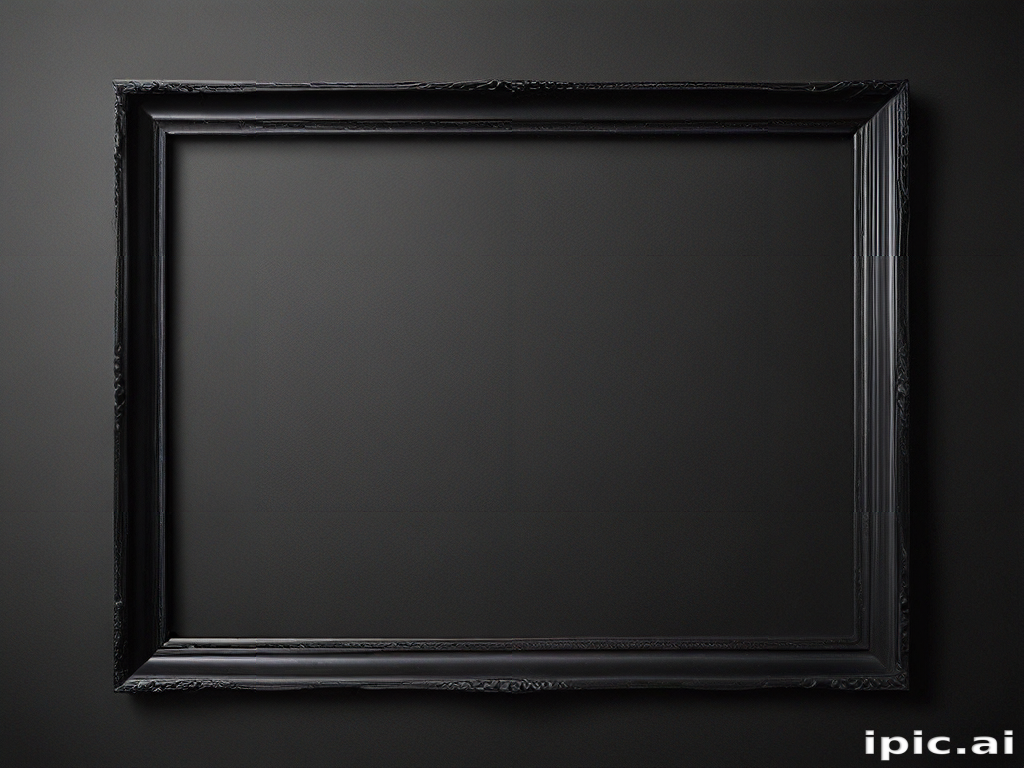 An Elegant Black Frame Set Against a Dark Background for Artwork Display