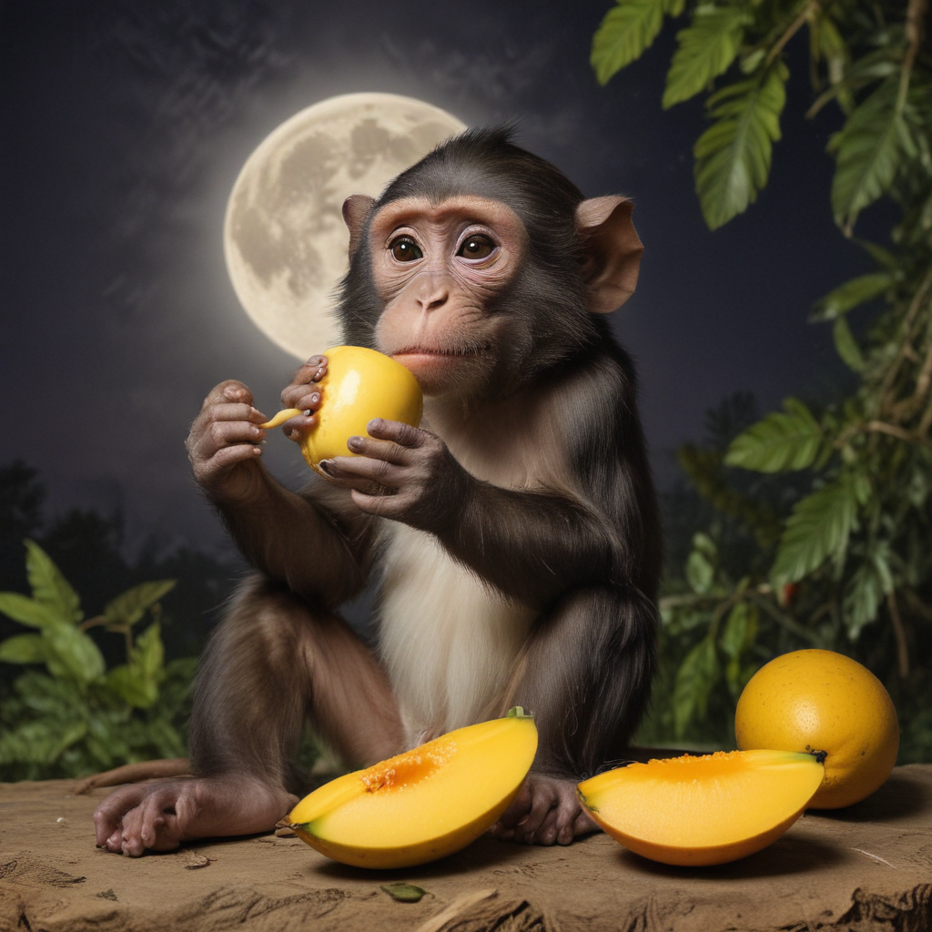 Once upon a time, a monkey danced under the moon while munching on a ...