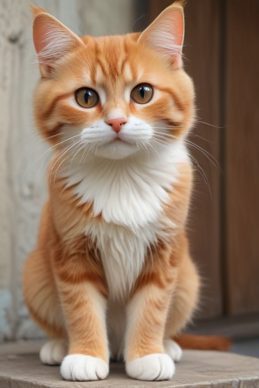 A Charming Ginger Cat with Striking Features and Adorable Expression.