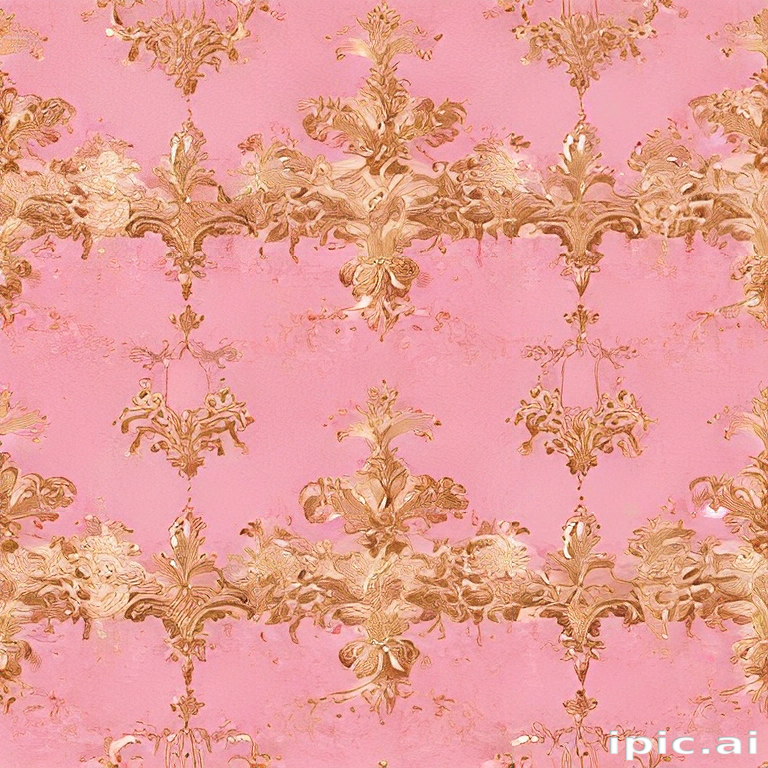 Elegant Pink and Gold Floral Pattern with Intricate Baroque Design ...