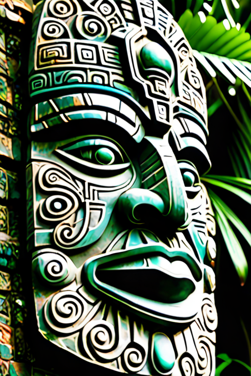 a scary mayan stone face