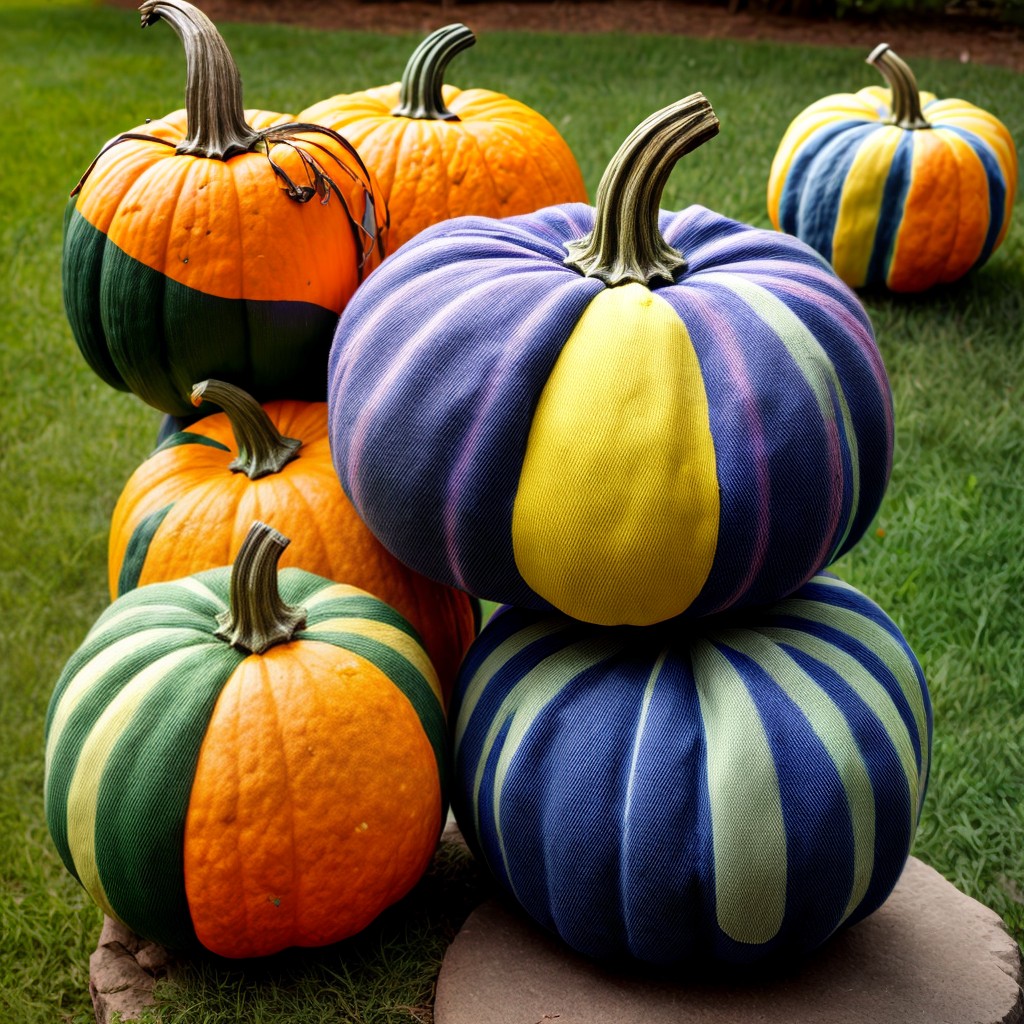 Colorful scary Halloween pumpkins