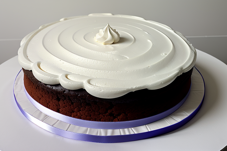 A Deliciously Decorated Chocolate Cake with Smooth White Frosting Swirls.