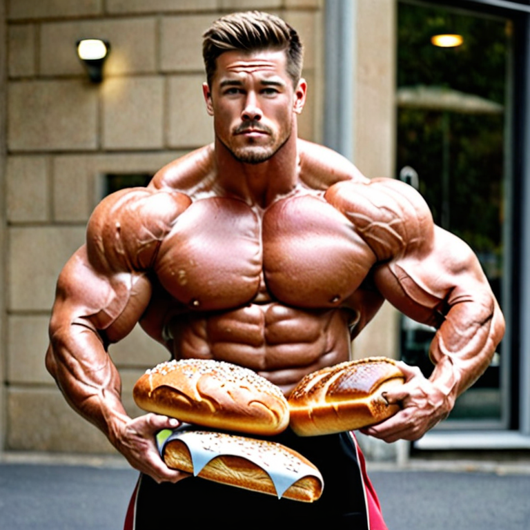 A men with muscle and big bread