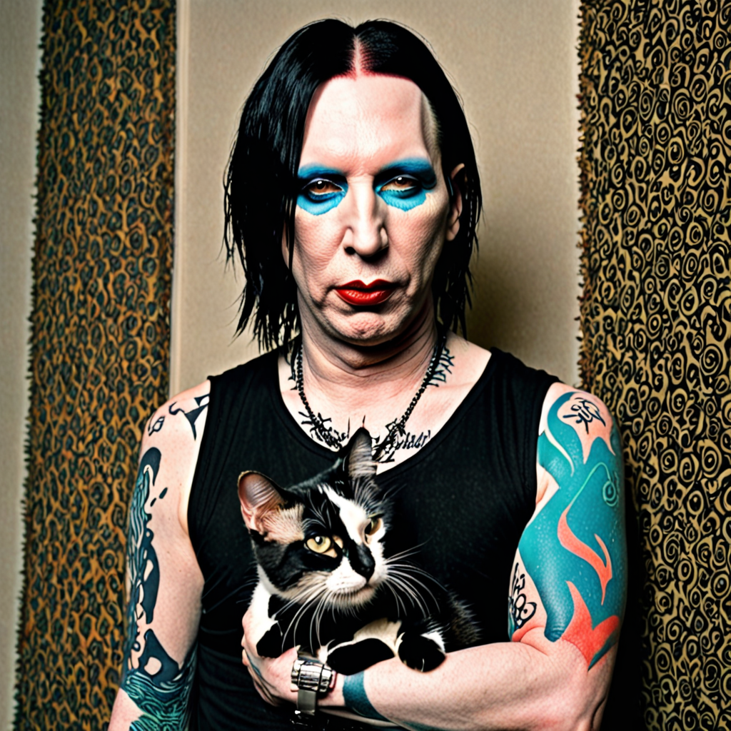 Marilyn Manson with a cat