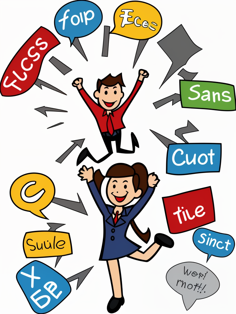 Excited Characters Celebrating Diverse Languages and Playful Wordplay ...