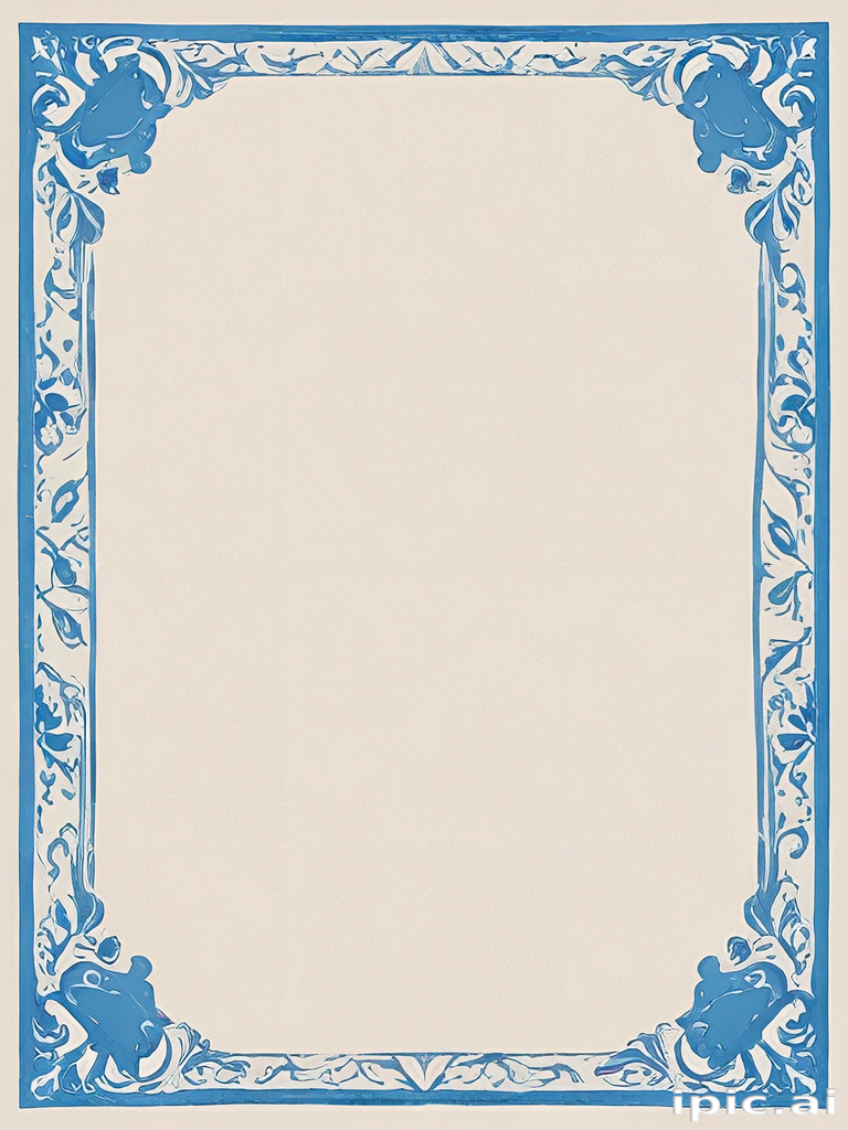 Elegant Decorative Frame Design Featuring Intricate Blue Floral Motifs