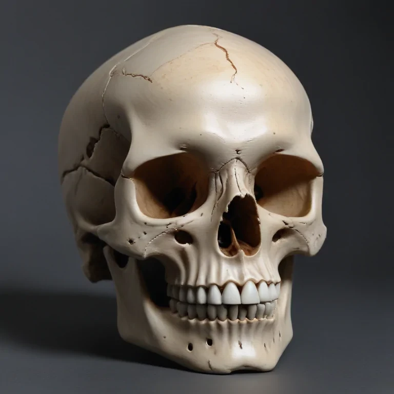 Realistic Human Skull Model Highlighting Intricate Details and Textures