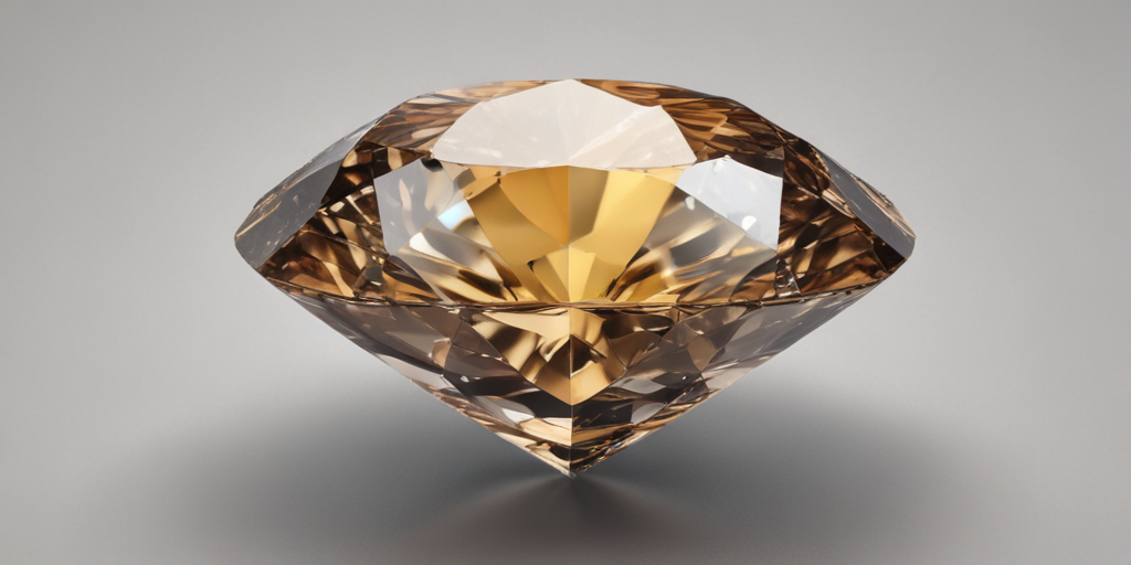 Stunningly Cut Brown Diamond Sparkling Under Soft Light on Gray Surface