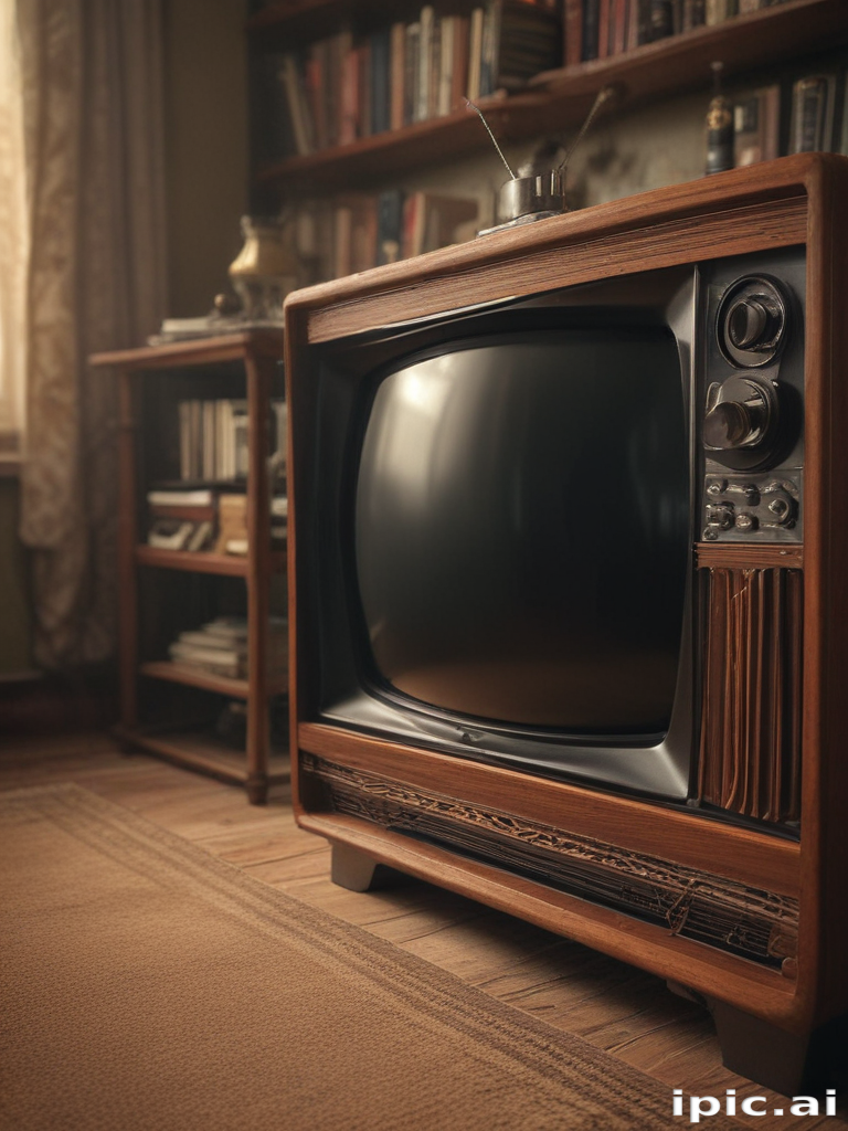 Classic Vintage Television Set in a Cozy Living Room Environment