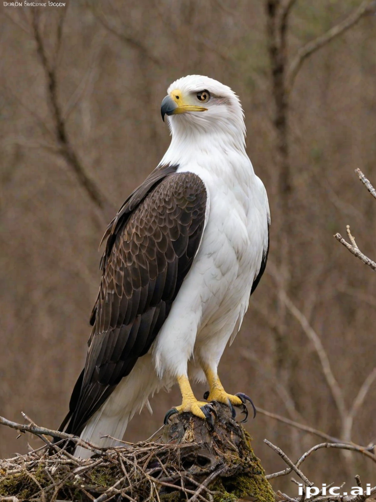 Majestic Eagle Perched on a Branch, Showcasing Its Stunning Plumage.