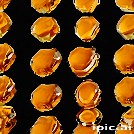Translucent Amber Droplets Arranged in a Symmetrical Pattern on Black ...