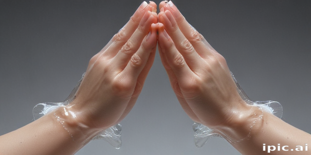 Two Hands Coming Together with a Transparent Gel-Like Substance ...