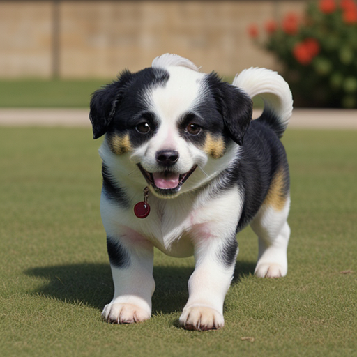 Playful and Adorable Puppy Joyfully Exploring the Sunny Garden Outdoors.