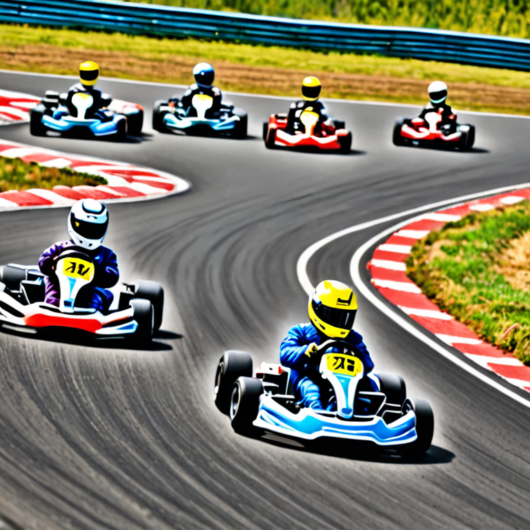 KARTING RACE, extreme wide view, highly detailed