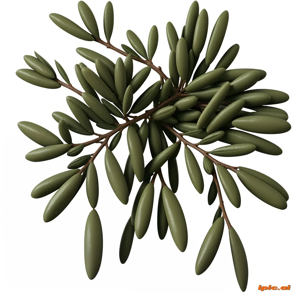 Realistic Illustration of a Branch with Abundant Green Leaves and Foliage