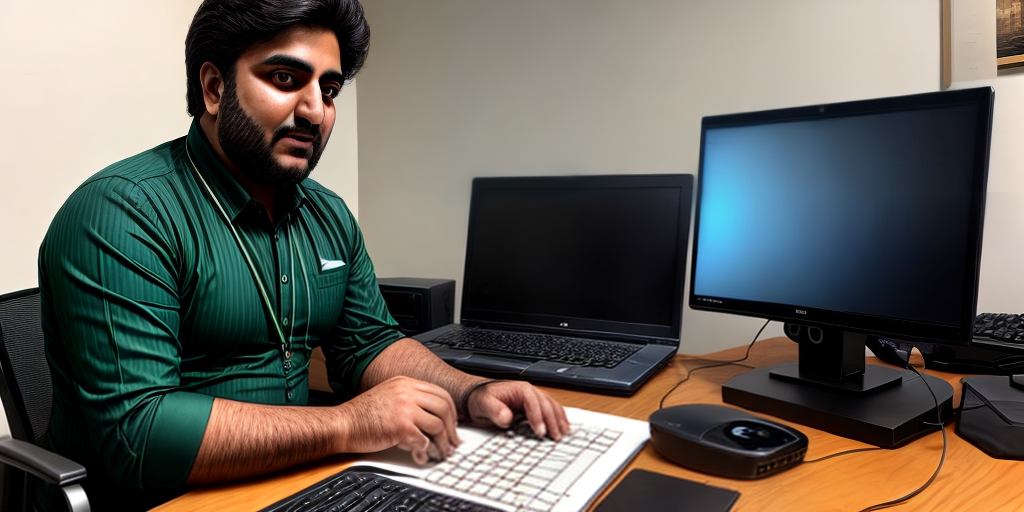 someone sit near the computer with turki on his arm