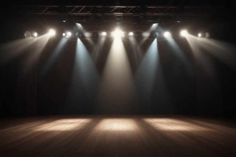 An Empty Stage Awaiting Performance: Lights Ready for the Show