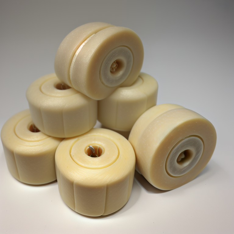 Stacked Collection of Smooth, Round, Creamy Skateboard Wheels on Display