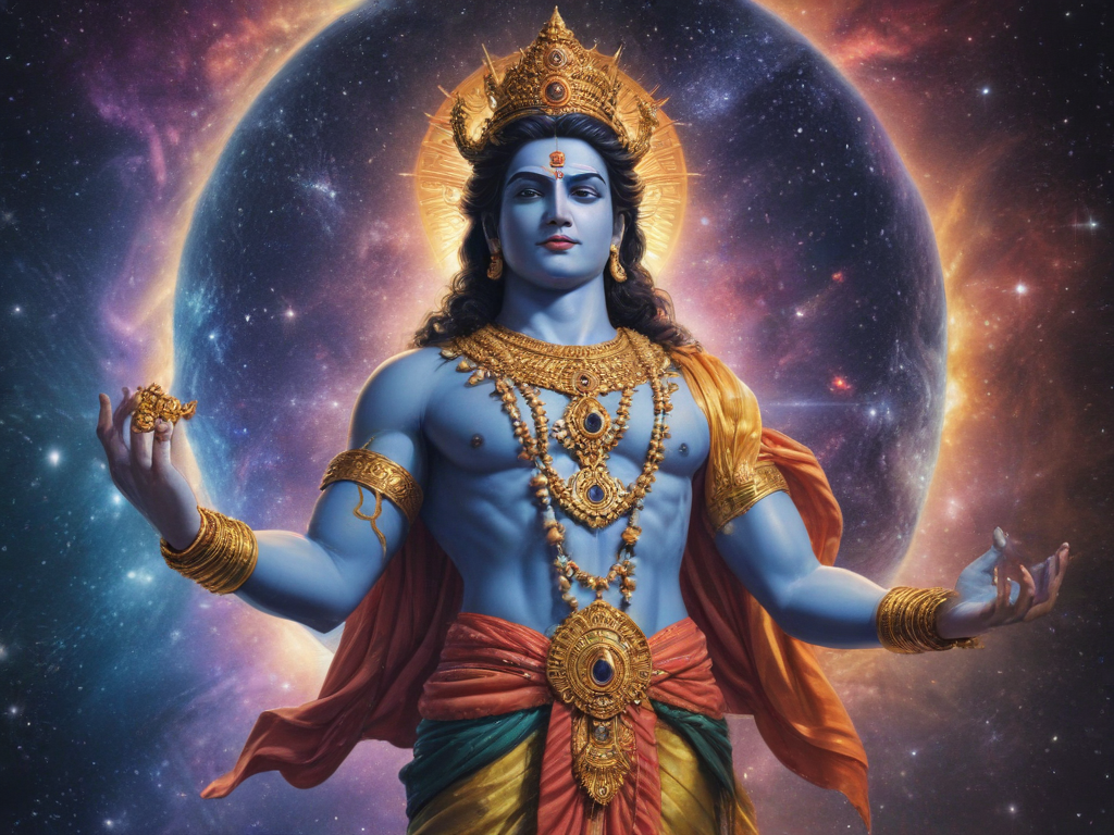 Lord Vishnu operate galaxy in ultimate version