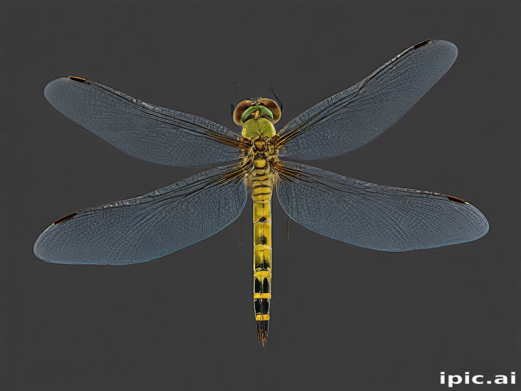 Stunning Close-Up of a Vibrant Dragonfly Displaying Intricate Wing Patterns
