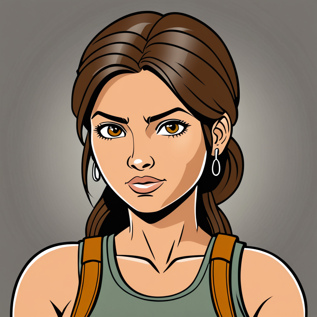 kid Lara croft from the cartoon. Cartoon style. lined flat colors ...