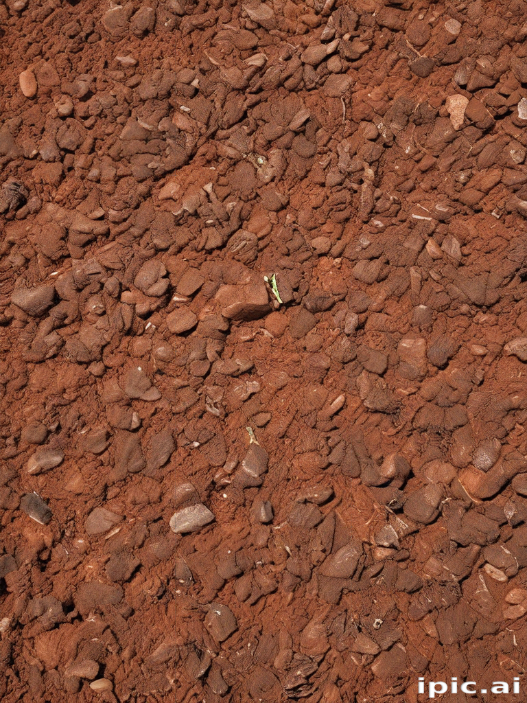 Textured Soil Surface Featuring Rich Red Earth and Small Pebbles
