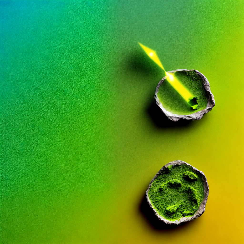 A piece of uranium in my hand with an acid green background color