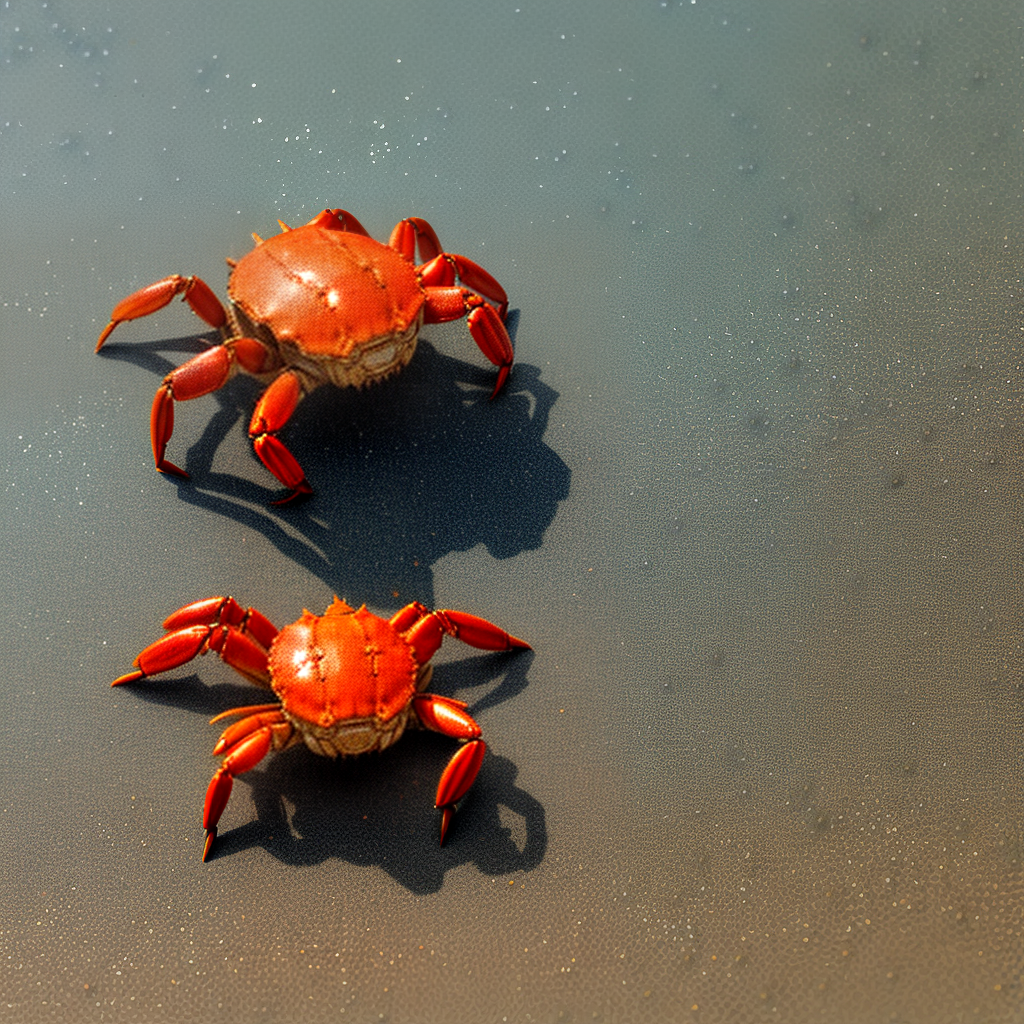 a crab on beach, macro photography, summer evening, more realistic ...