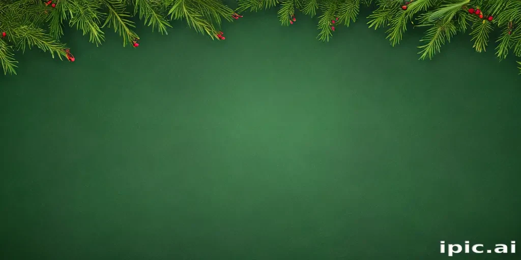 Festive Green Background with Pine Branches and Red Berries for Holiday ...