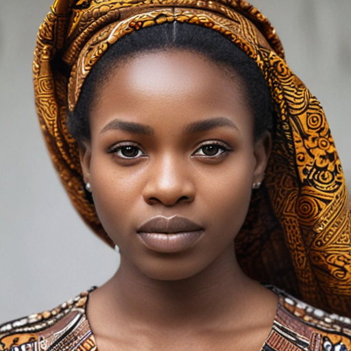 Face of a African lady not smiling