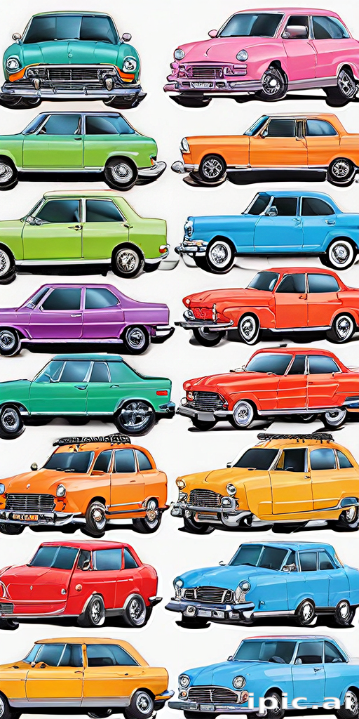Colorful Vintage Cars Displayed in a Stylish and Fun Arrangement