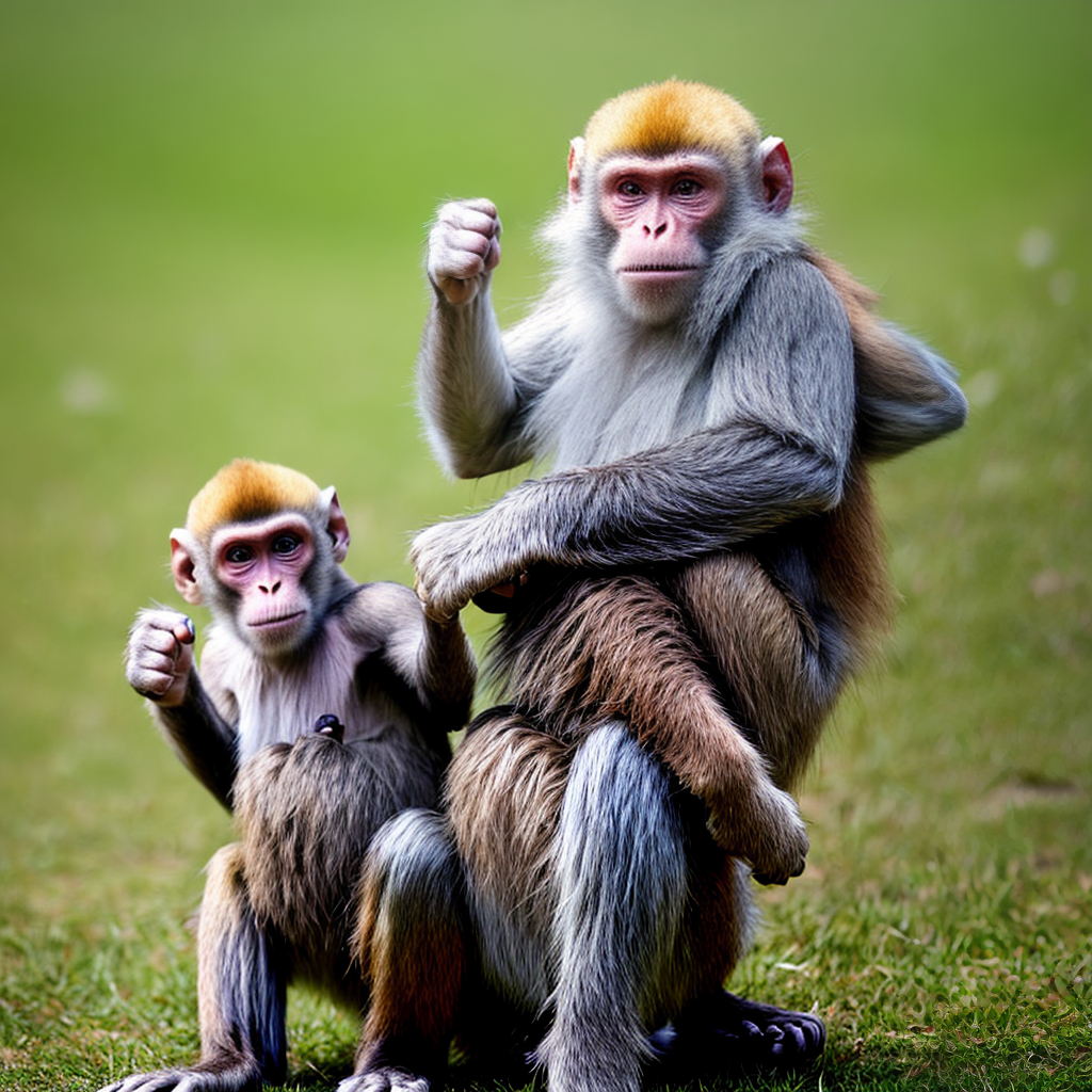 a very happy king monkey giving okay thumb impression