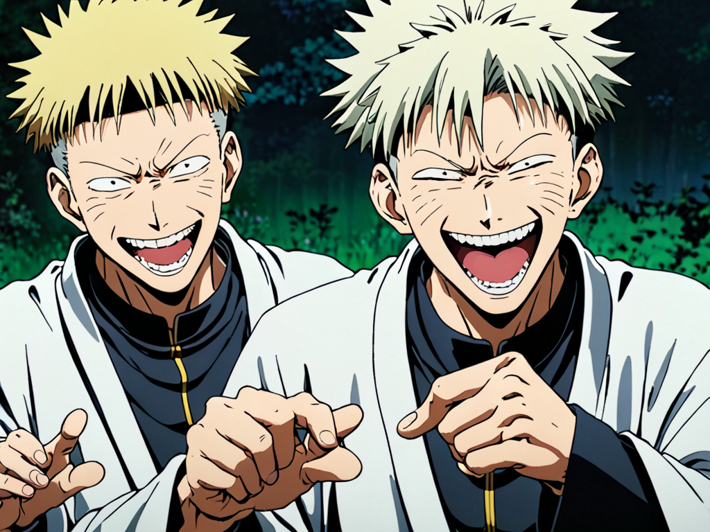 character satoro gojo from jujutsu kaisen no ceu laughing
